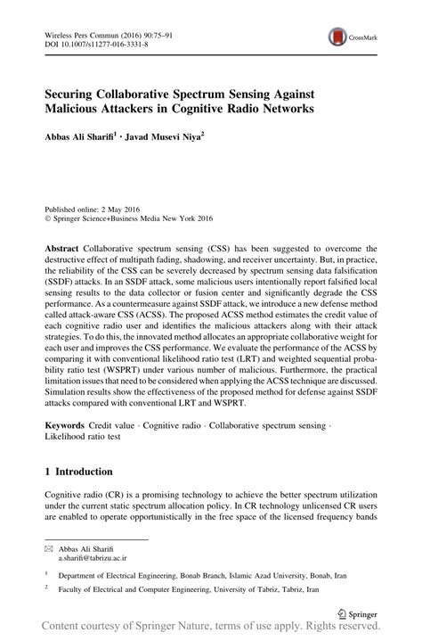 securing collaborative spectrum sensing against malicious attackers in cognitive radio networks