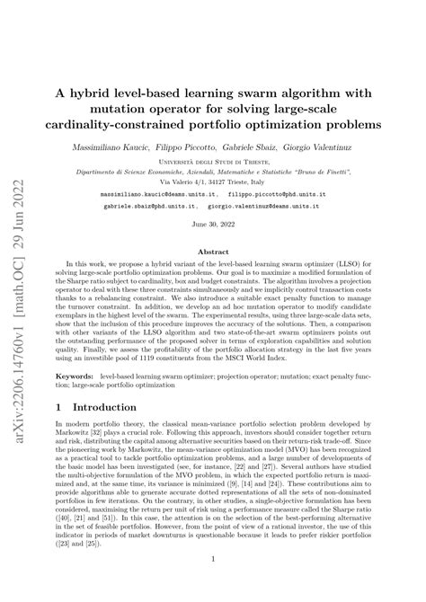 pdf a hybrid level based learning swarm algorithm with mutation operator for solving large