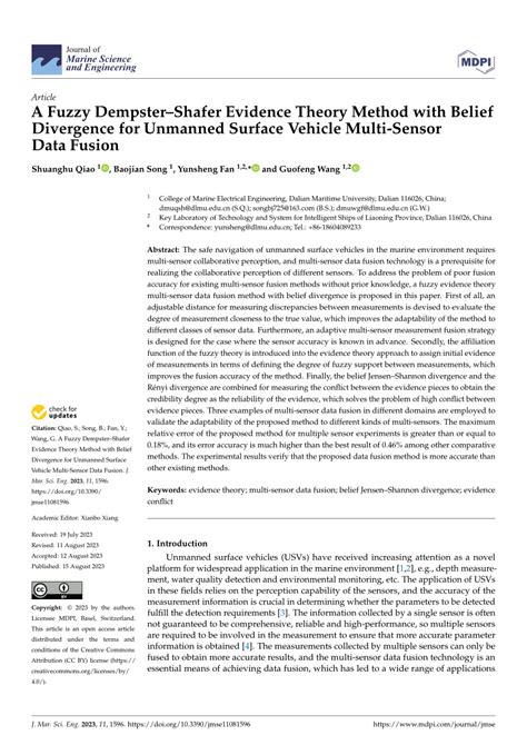 pdf a fuzzy dempster shafer evidence theory method with belief divergence for unmanned surface