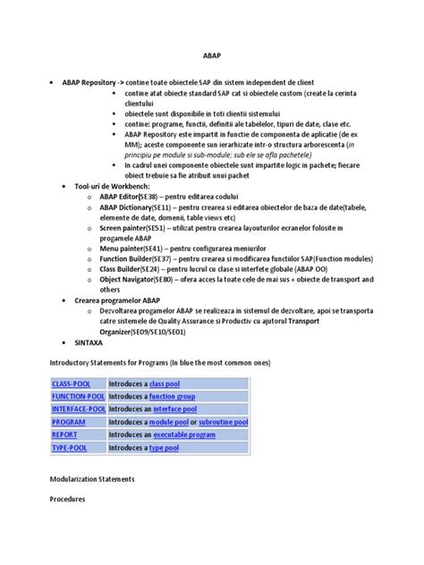 abap sintaxa pdf subroutine class computer programming