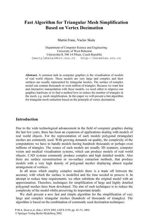 pdf fast algorithm for triangular mesh simplification based on vertex decimation