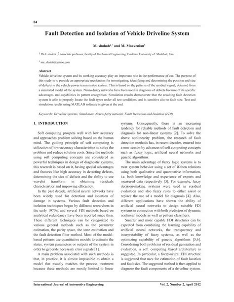 pdf fault detection and isolation of vehicle driveline system dokumen tips