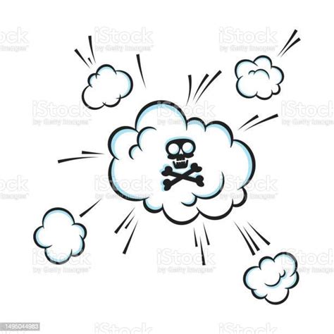 Smelling Pop Art Comic Book Cartoon Fart Cloud Flat Style Design Vector Illustration Set Stock
