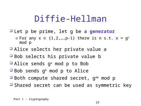 ppt part 1 cryptography 1 chapter 4 public key cryptography knapsack rsa diffie hellman key