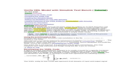 verify hdl model with simulink test bench tutorial [pdf document]