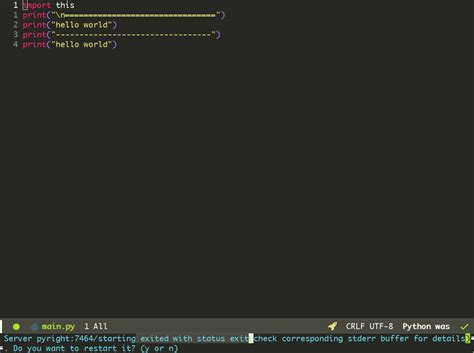 lsp pyright 提示 “server pyright 84540 starting exited with status exit check corresponding stderr