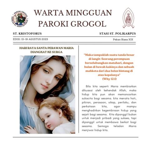 Warta Paroki 13 19 Agust Sekretaris III Paroki Grogol Flip PDF AnyFlip