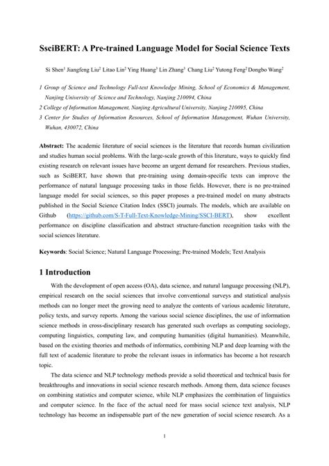 pdf sscibert a pre trained language model for social science texts