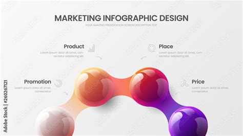 Business 4 Option Infographic Presentation Vector 3D Colorful Balls