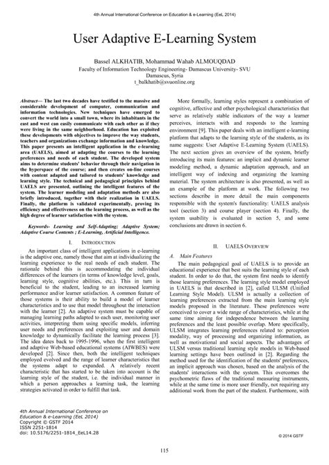 pdf user adaptive e learning system