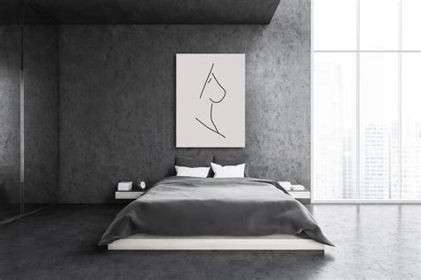 Naked Modern Printable Art Boob Line Drawing Poster Nude Breast Outline Erotic Art Print