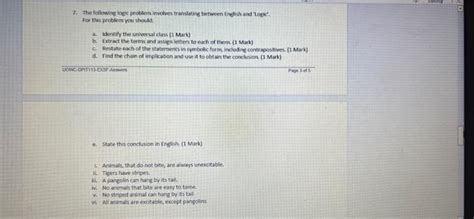 Solved 7 The Following Logic Problem Involves Translating Chegg