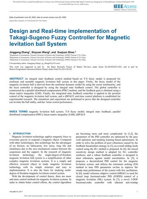 pdf design and real time implementation of takagi sugeno fuzzy controller for magnetic