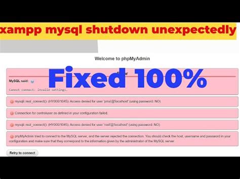 Xampp Mysql Shutdown Unexpectedly MySql Not Starting In Xampp Server