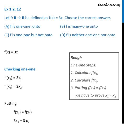 mcq class 12 let f r r f x 3x choose the correct answer
