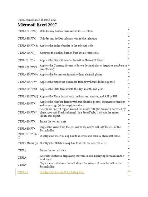 microsoft excel 2007 ctrl 1 displays the format cells dialog box pdf microsoft excel