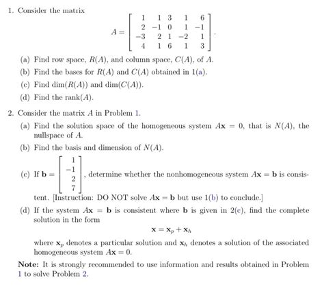 solved 1 consider the matrix 1 6 a 1 1 3 2 1 0 3 2 1 4 1