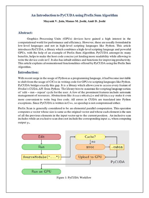 an introduction to pycuda using prefix sum algorithm pdf pdf graphics processing unit