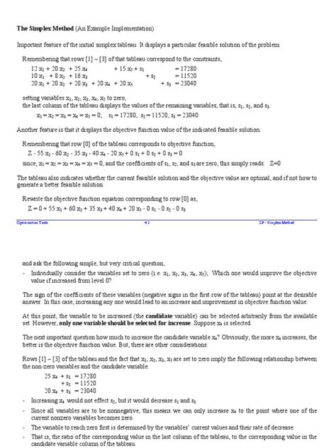 the simplex method an example implementation pdf mathematical optimization computational