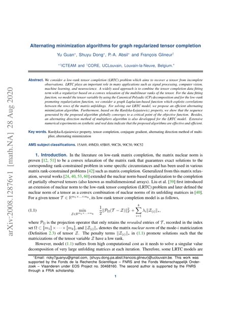 pdf alternating minimization algorithms for graph regularized tensor completion