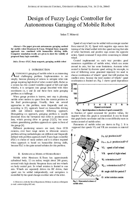 pdf design of fuzzy logic controller for autonomous garaging of mobile robot abdellatif