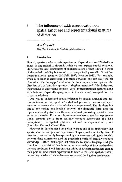 pdf the influence of addressee location on spatial language and representational gestures of