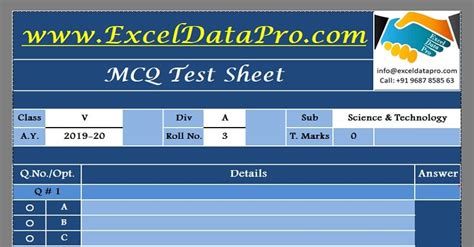 download multiple choice questions mcq test sheet excel template exceldatapro