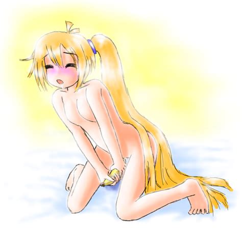 Rule 34 Akita Neru Banana Blonde Hair Blush Fanloid Female Long Hair Masturbation Nude