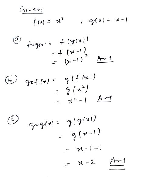 [solved] find f ∘ g g ∘ f and g ∘ g f x x 2 g x course hero