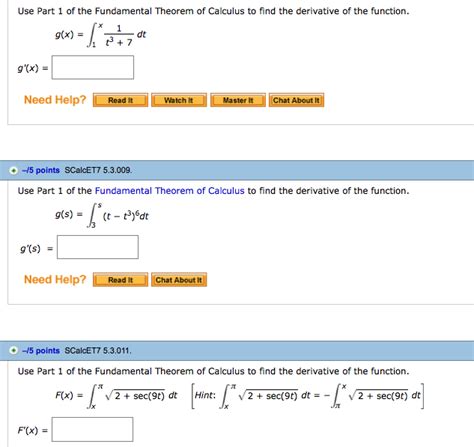 solved use part 1 of the fundamental theorem of calculus to
