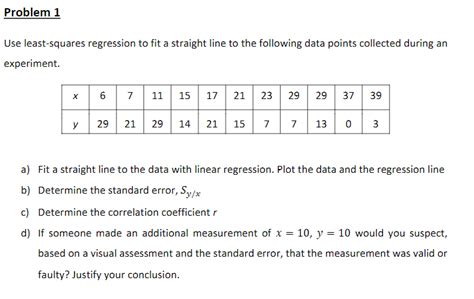 solved problem 1 use least squares regression to fit a