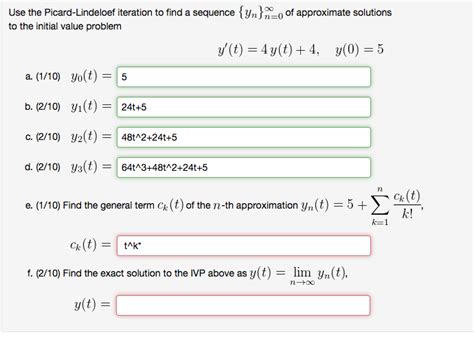 solved use the picard lindeloef iteration to find a sequence