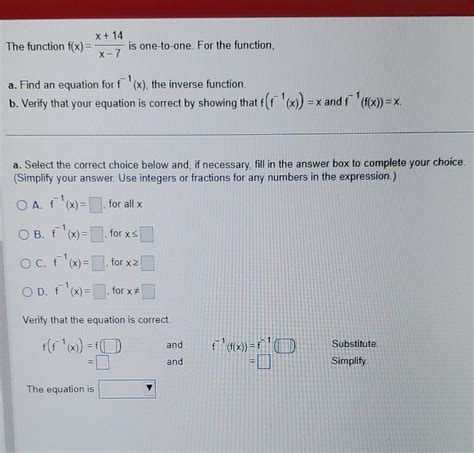 solved the function f x x−7x 14 is one to one for the