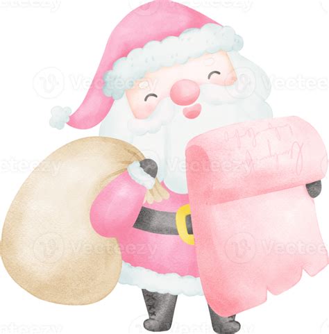 Pink Santa Claus Illustration Watercolor 30921476 Png