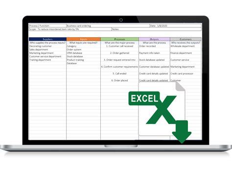 Continuous Improvement SIPOC Diagram Excel Template
