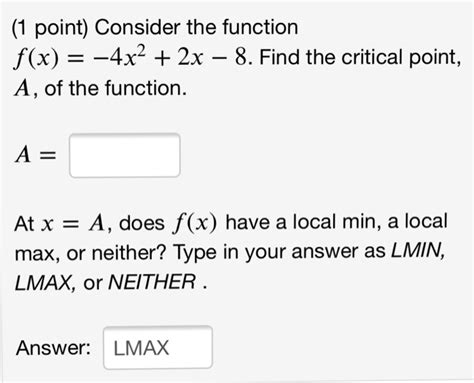 solved 1 point consider the function f x 4x2 2x 8