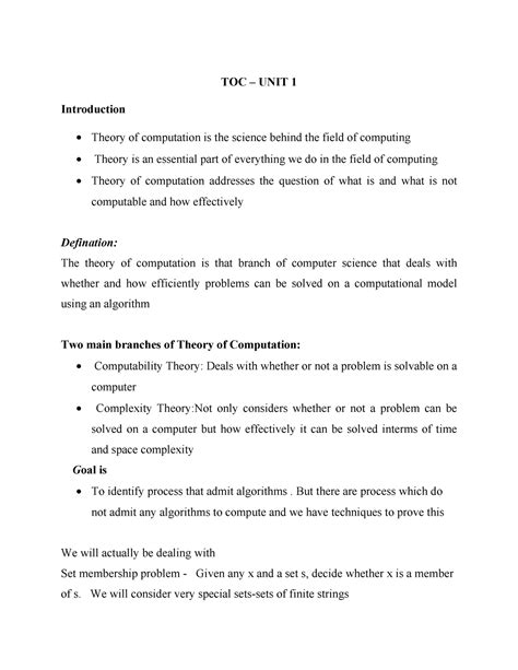 unit 1 theory of computation toc unit 1 introduction theory of computation is the science