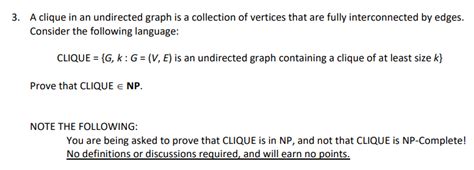 solved 3 a clique in an undirected graph is a collection of