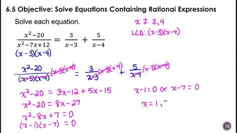 6 5 solving equations containing rational expressions 3 youtube