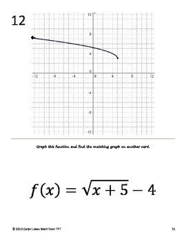 Graphing Square Root Function Walk Around Activity Level 2 Reflections