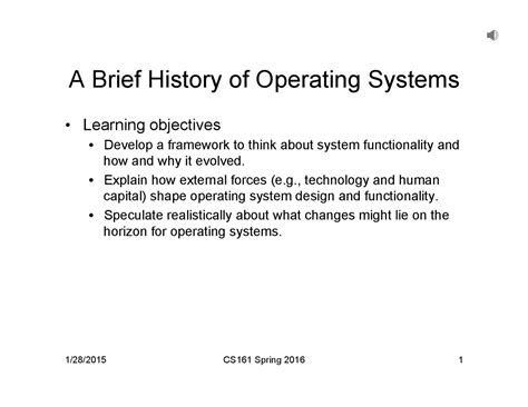 a brief history of operating systems lecture notes operating systems docsity