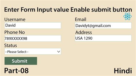 enter all form input value enable submit button in react js youtube