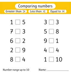 Comparing Numbers Less Than Greater Than Equal Vector Image