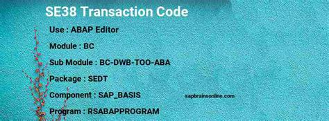 se38 sap tcode for abap editor