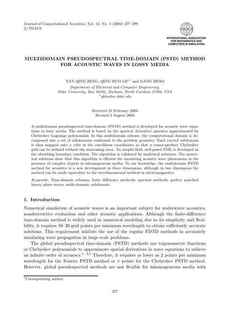 pdf multidomain pseudospectral time domain pstd method for acoustic waves in lossy media