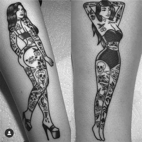 Black And White Pin Up Girl Tattoo Designs