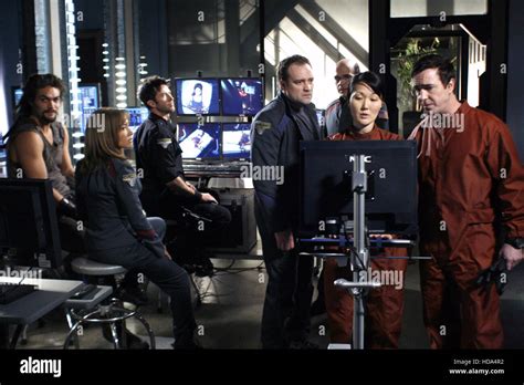 Stargate Atlantisfrom Left Jason Momoa Rachel Luttrell Joe Flanigan David Hewlett Linda