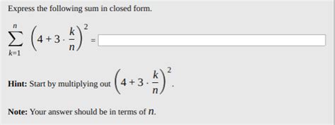 answered express the following sum in closed… bartleby