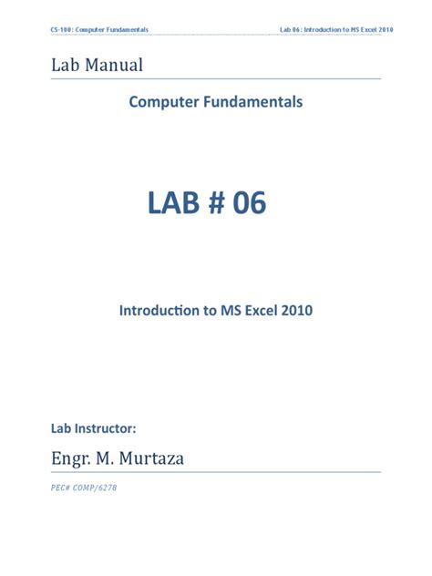 lab 6 introduction to ms excel 2010 pdf microsoft excel computer file
