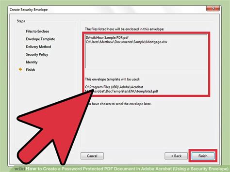 how to create a password protected pdf document in adobe acrobat using a security envelope